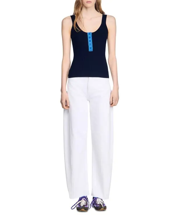 Sandro Button Front Ribbed Tank