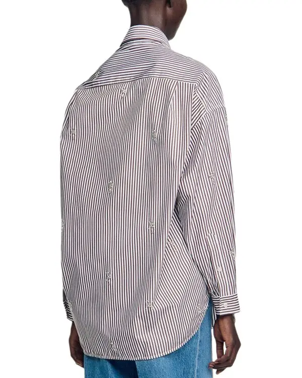 Sandro Oversized Rhinestone Embellished Shirt
