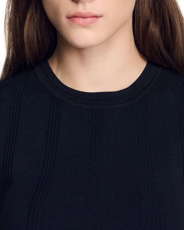 Sandro Cropped Rib Knit Sleeveless Top