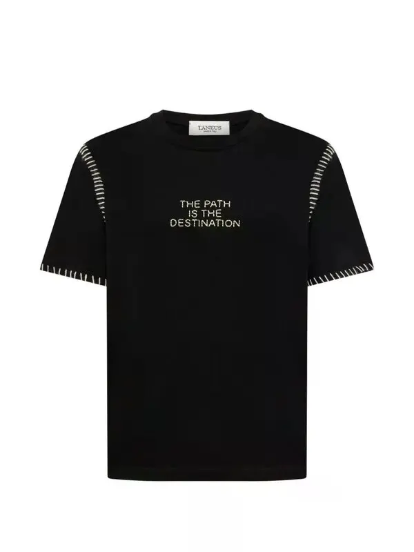 LANEUS Blanket-stitched T-shirt