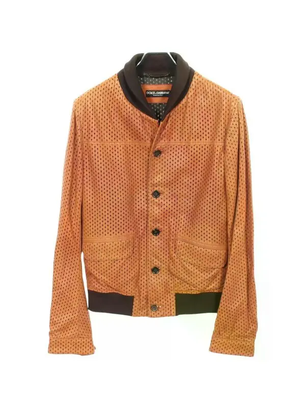 Dolce & Gabbana Perforated Leather Jacket - Orange
