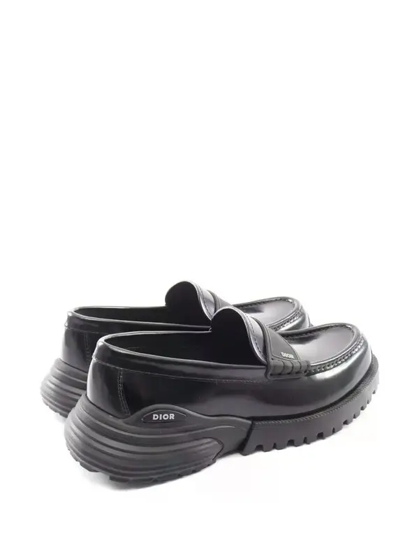 Dior Round Toe Logo Plaque Loafers