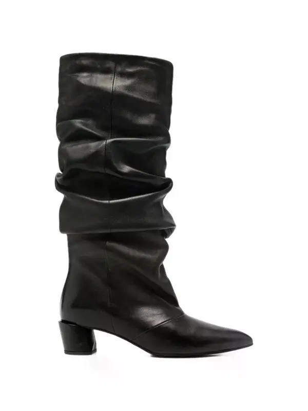 LISKA Slouchy Leather Boots - Black