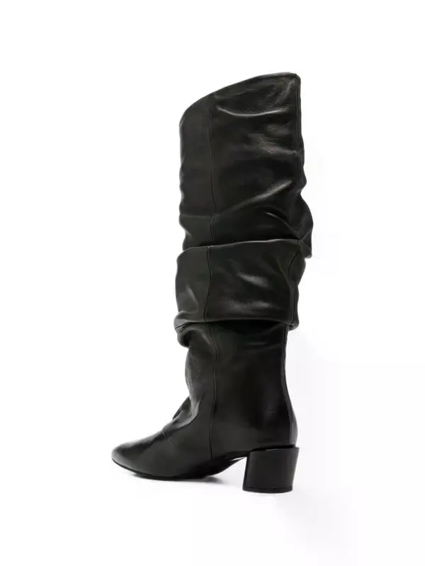 LISKA Slouchy Leather Boots - Black
