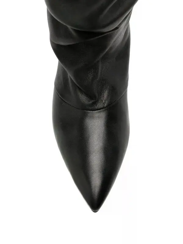 LISKA Slouchy Leather Boots - Black