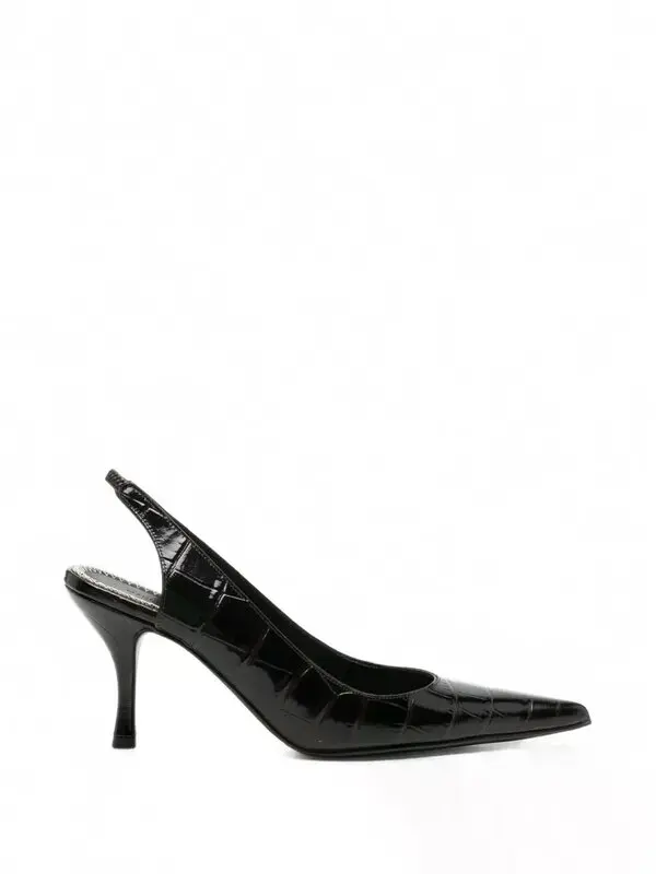 Magda Butrym Leather Croc-effect Slingback Pumps