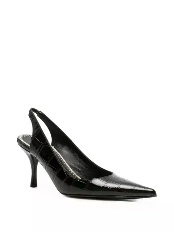 Magda Butrym Leather Croc-effect Slingback Pumps