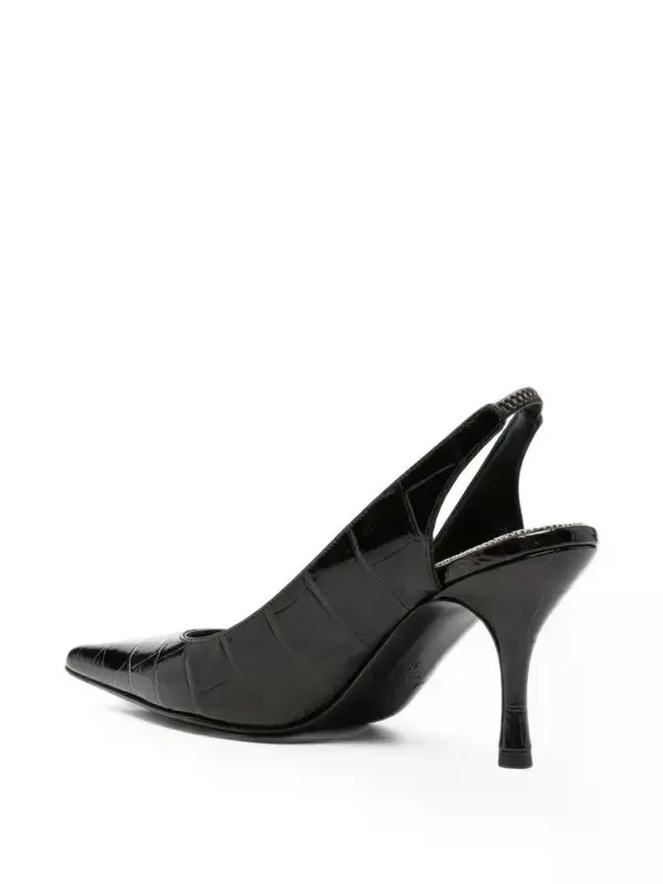 Magda Butrym Leather Croc-effect Slingback Pumps