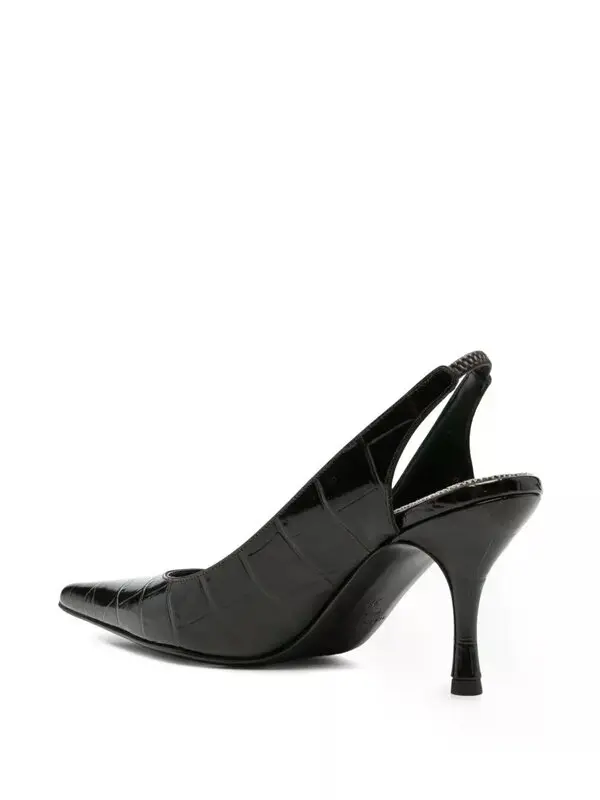 Magda Butrym Leather Croc-effect Slingback Pumps