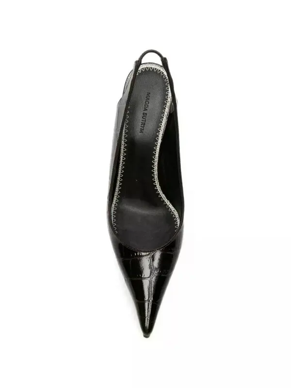 Magda Butrym Leather Croc-effect Slingback Pumps