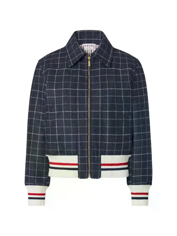 Thom Browne Windowpane Houndstooth Tweed Jacket - Blue