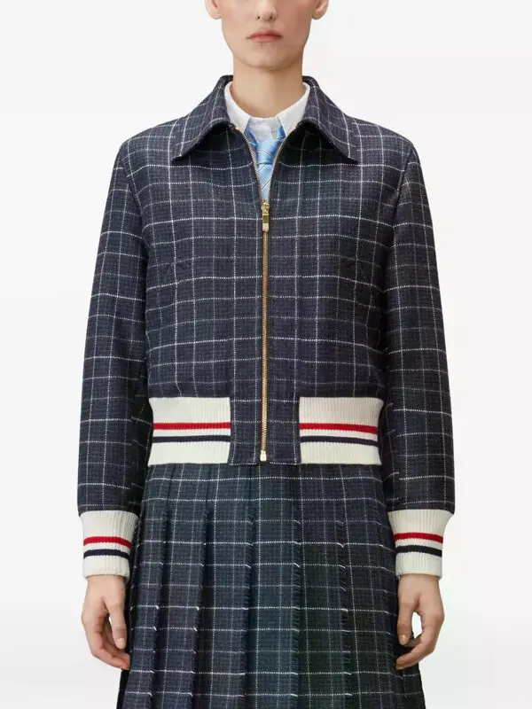 Thom Browne Windowpane Houndstooth Tweed Jacket - Blue