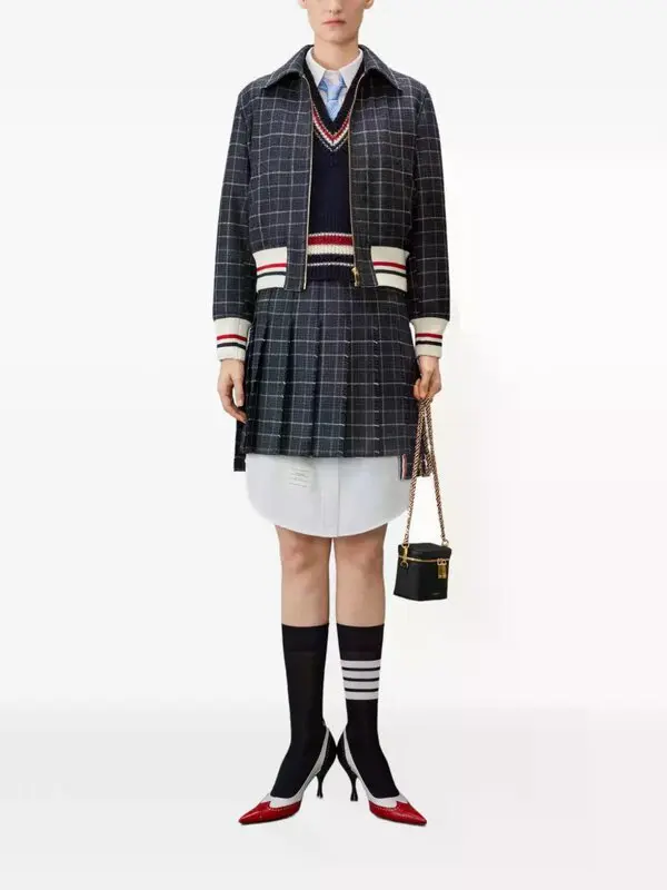 Thom Browne Windowpane Houndstooth Tweed Jacket - Blue