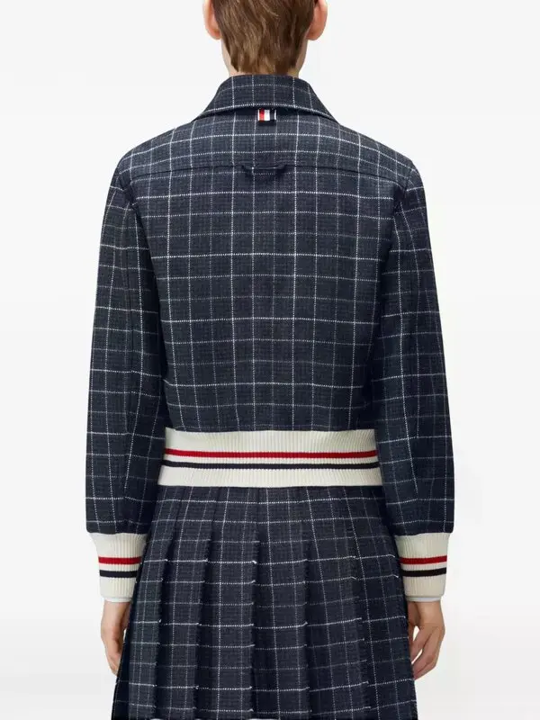 Thom Browne Windowpane Houndstooth Tweed Jacket - Blue
