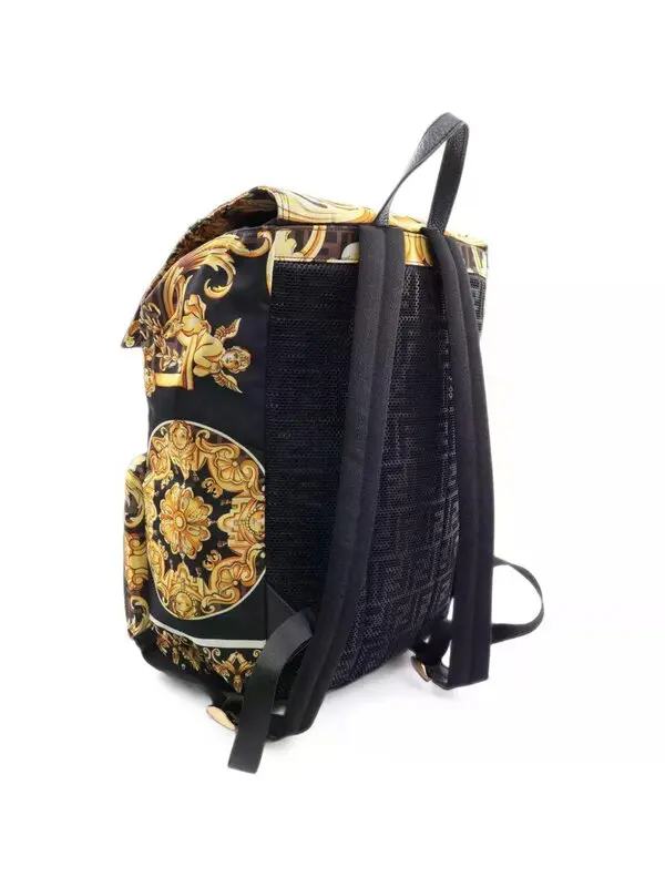 Fendi Baroque Print Ff Logo Buckle Fastening Backpack