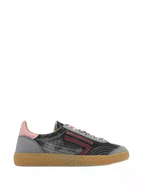 PURAAI Velvet-effect Panelled Lace-up Sneakers - Grey
