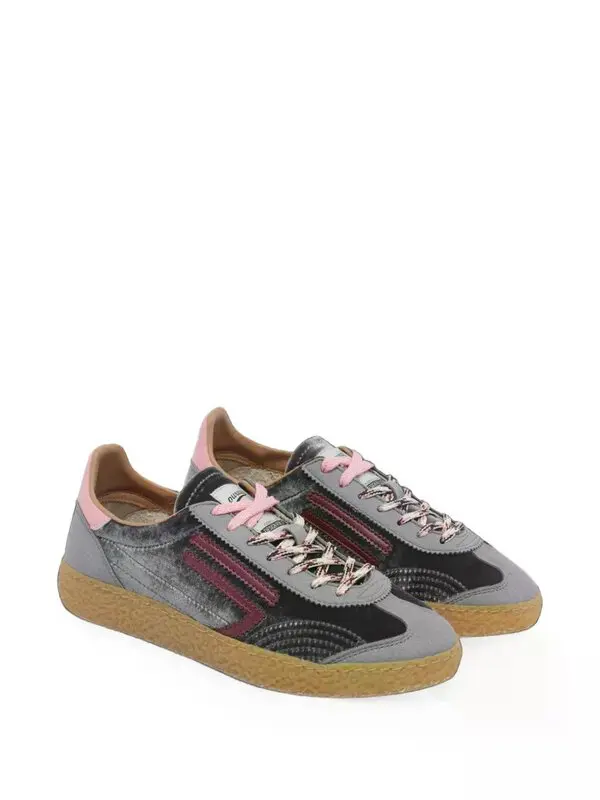 PURAAI Velvet-effect Panelled Lace-up Sneakers