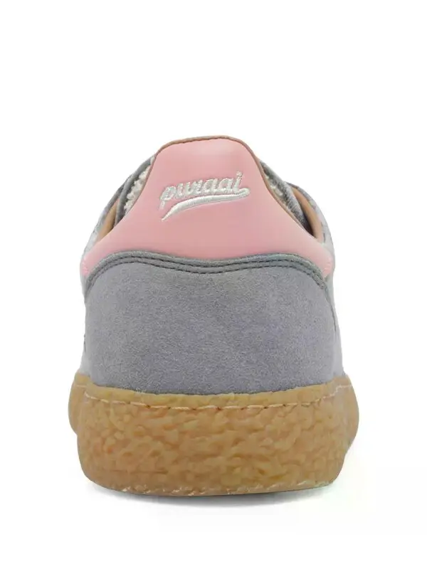 PURAAI Velvet-effect Panelled Lace-up Sneakers