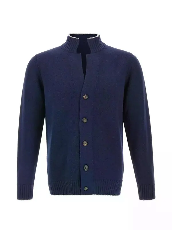 Eleventy Ribbed-trim Button-up Cardigan