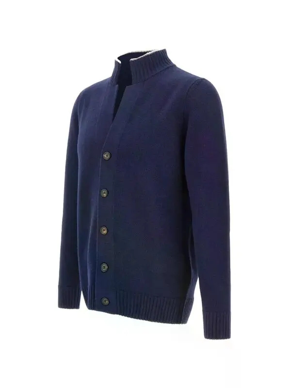 Eleventy Ribbed-trim Button-up Cardigan