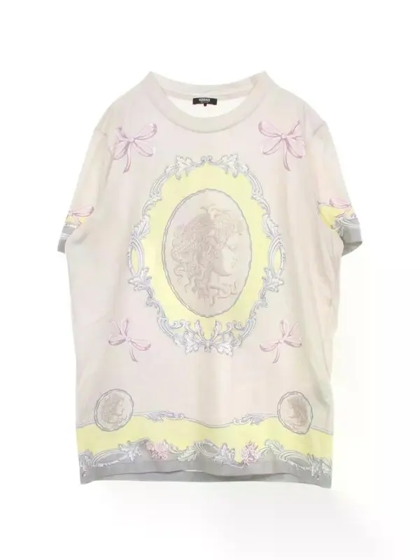 Versace Medusa Print Cotton T-shirt - Neutrals