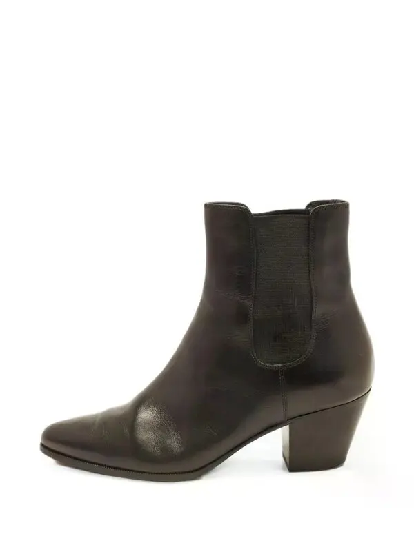 Celine Leather Almond Toe Elasticated Side Panel Chelsea Boots