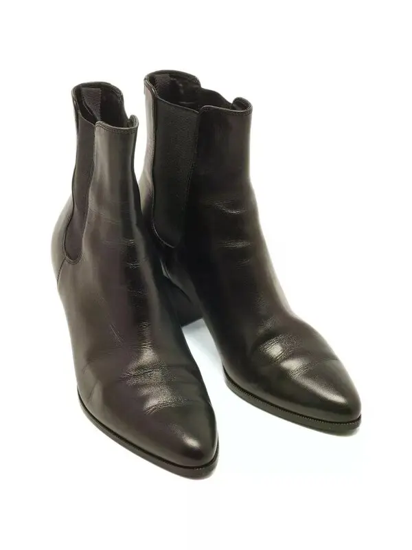 Celine Leather Almond Toe Elasticated Side Panel Chelsea Boots