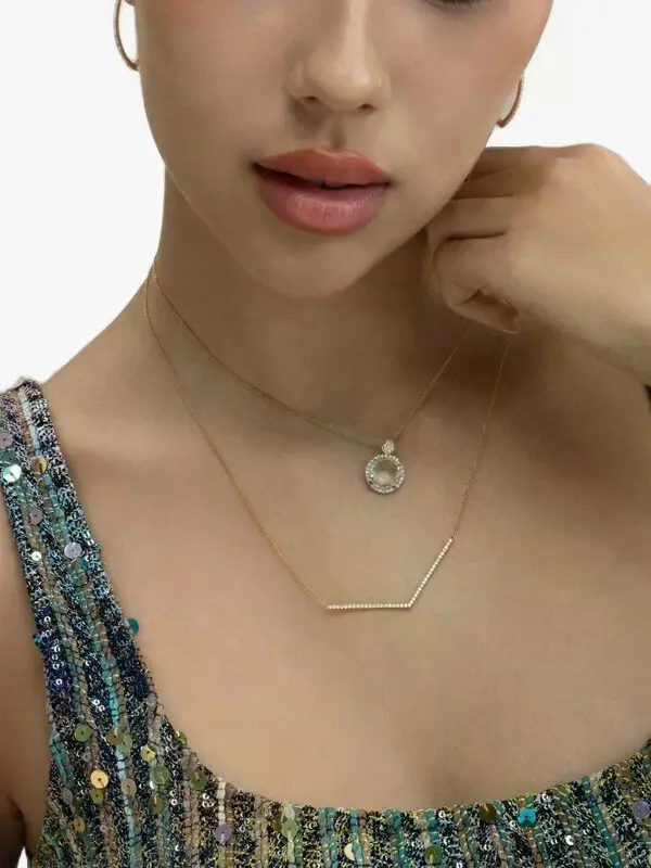 LISA NIK 18k Rose Gold Diamond And Quartz Pendant Necklace - Pink