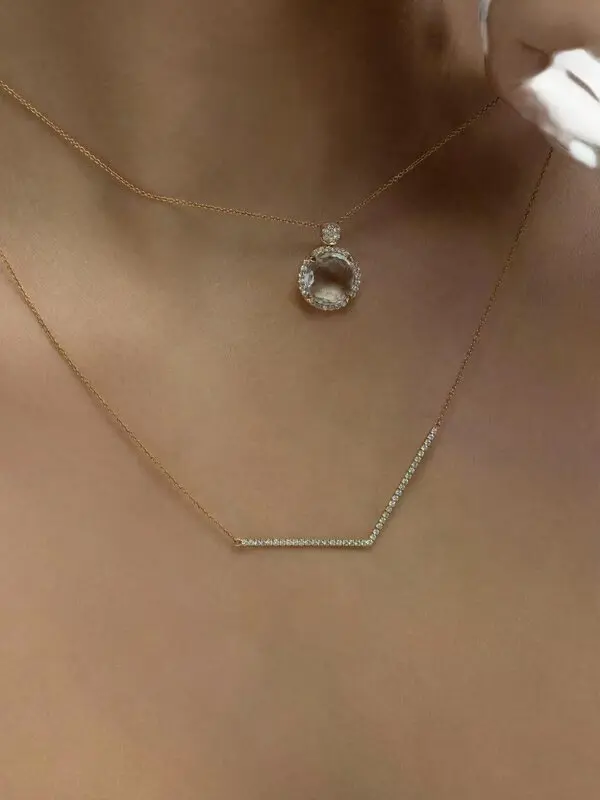 LISA NIK 18k Rose Gold Diamond And Quartz Pendant Necklace