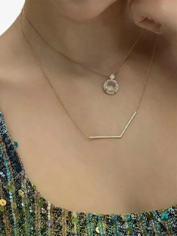 LISA NIK 18k Rose Gold Diamond And Quartz Pendant Necklace - Pink