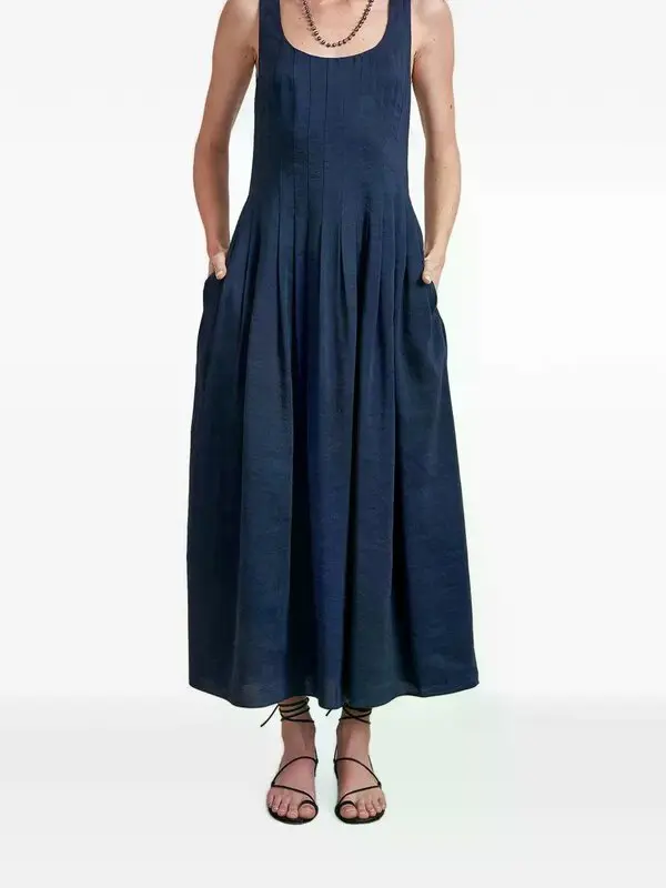 LA LIGNE Waverly Pleated Maxi Dress - Blue