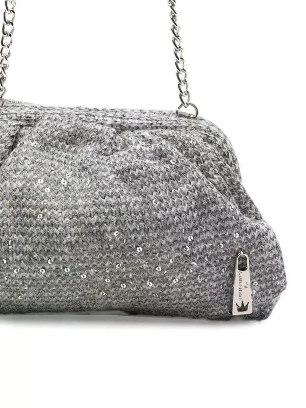 LA MILANESA Sequin Embellished Knitted Clutch Bag