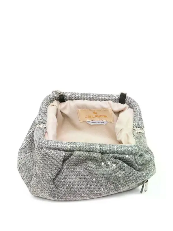 LA MILANESA Sequin Embellished Knitted Clutch Bag