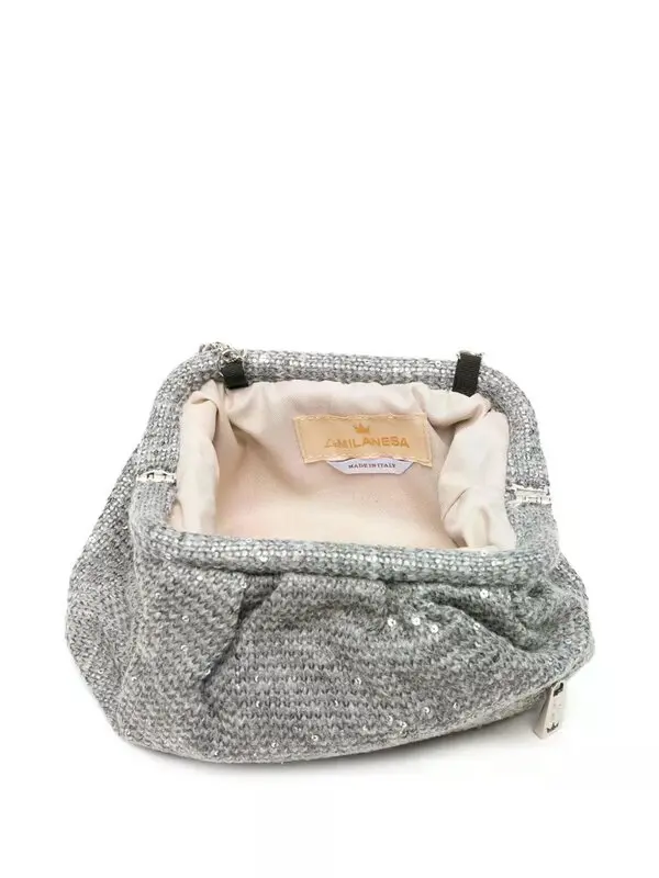 LA MILANESA Sequin Embellished Knitted Clutch Bag