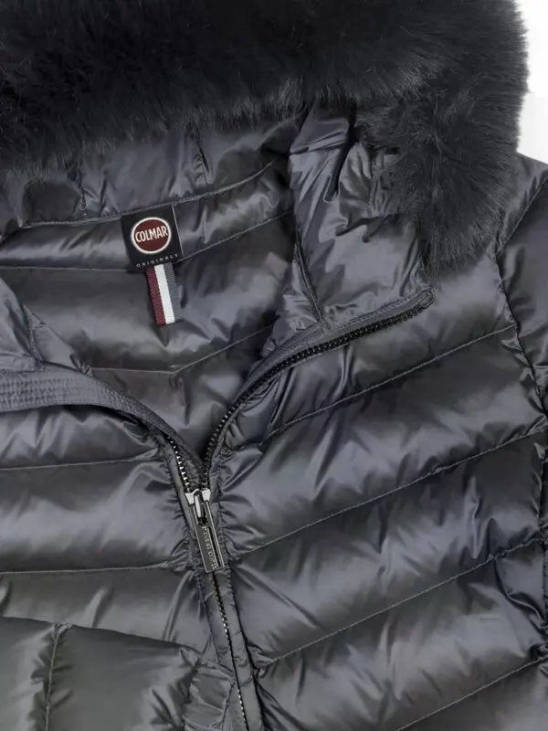 COLMAR Quilted Coat With Faux Fur Trim