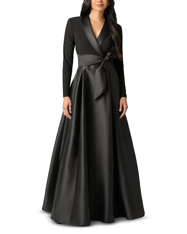Adrianna Papell Mixed Media Tuxedo Gown
