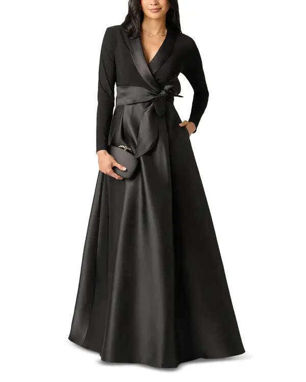 Adrianna Papell Mixed Media Tuxedo Gown
