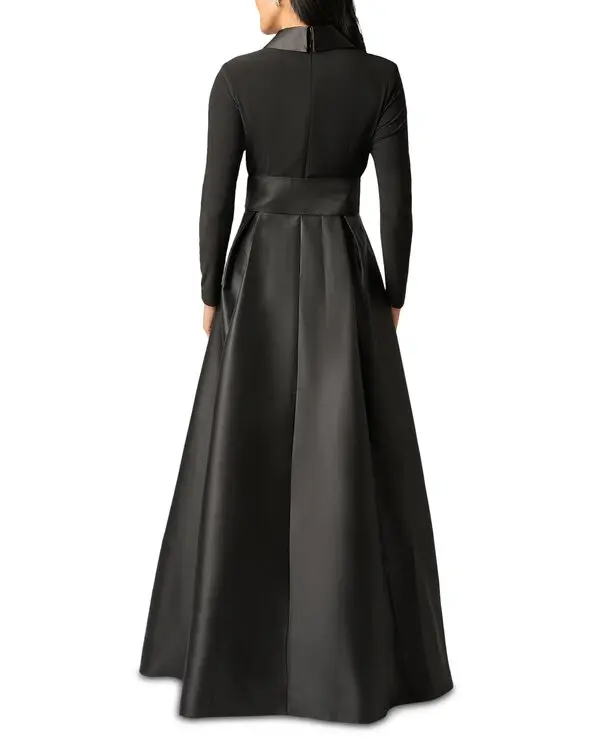 Adrianna Papell Mixed Media Tuxedo Gown
