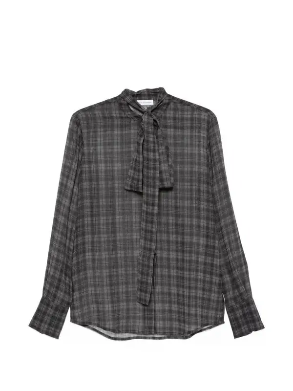 7 For All Mankind Pussy-bow Check Shirt - Grey