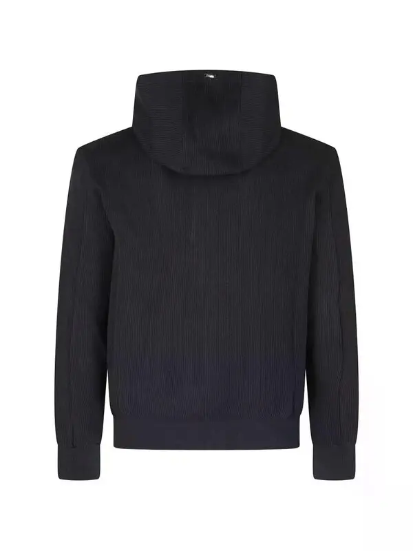 Herno Ribbed-knit Panelled Hooded Jacket - Blue