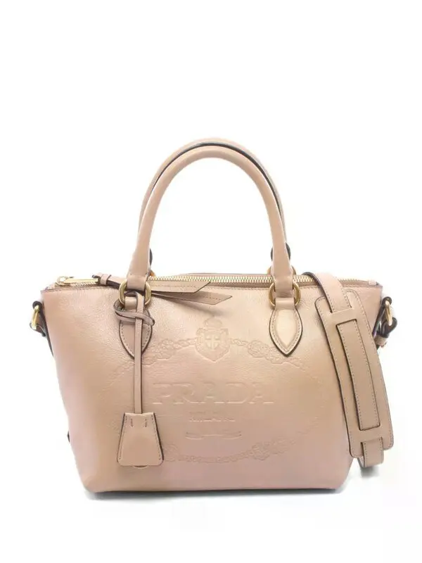 Prada Glacé Leather 2-way Tote Bag - Neutrals