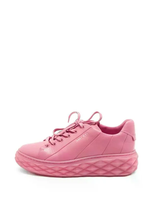 JIMMY CHOO Diamond Pattern Rubber Sole Lace Up Sneakers