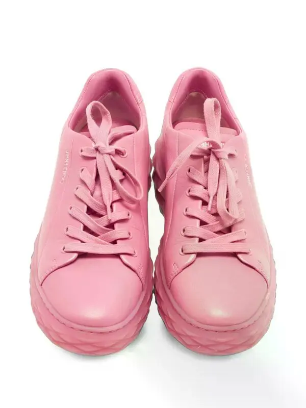 JIMMY CHOO Diamond Pattern Rubber Sole Lace Up Sneakers