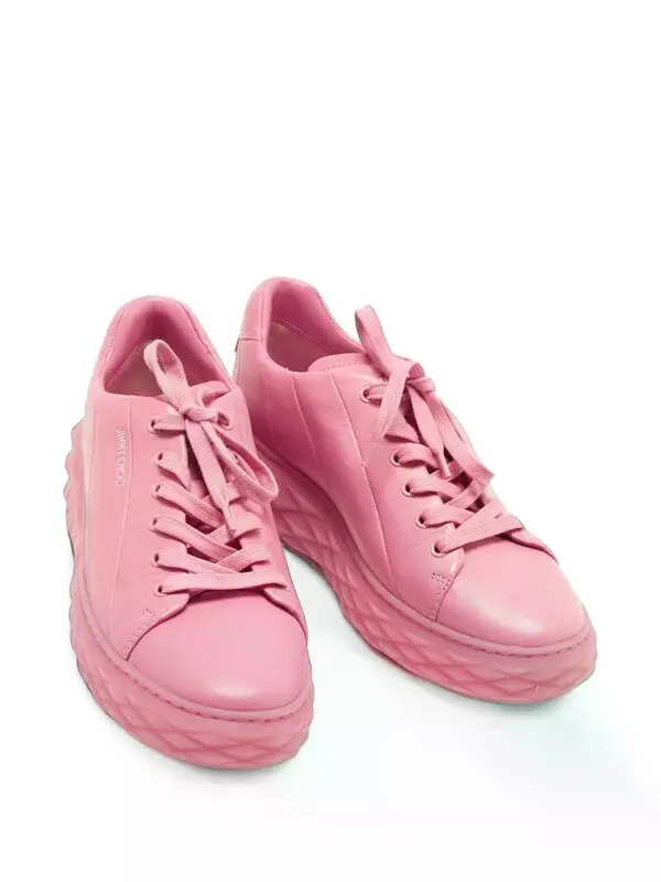 JIMMY CHOO Diamond Pattern Rubber Sole Lace Up Sneakers