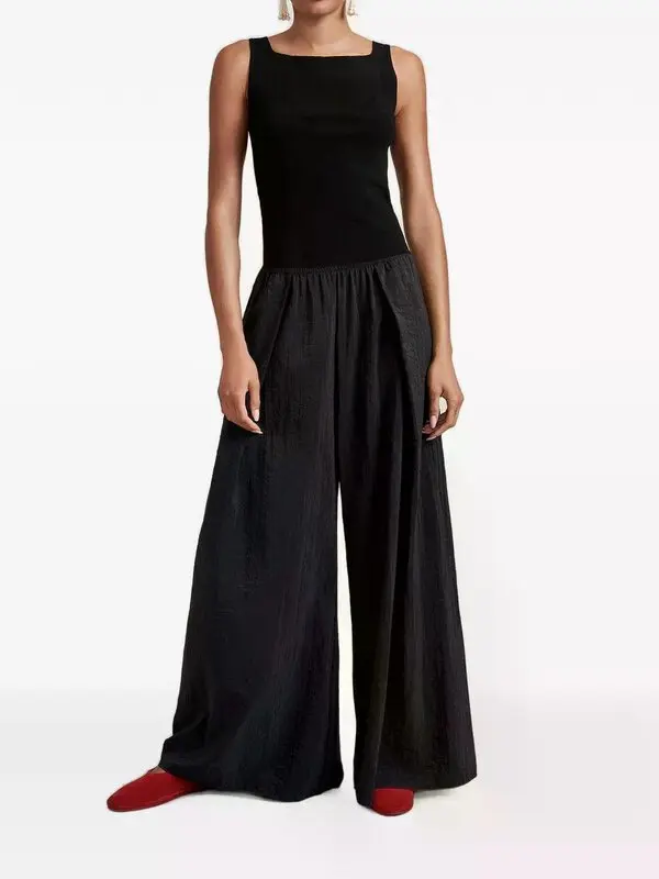 LA LIGNE Crosby Pleated Wide-leg Trousers - Black