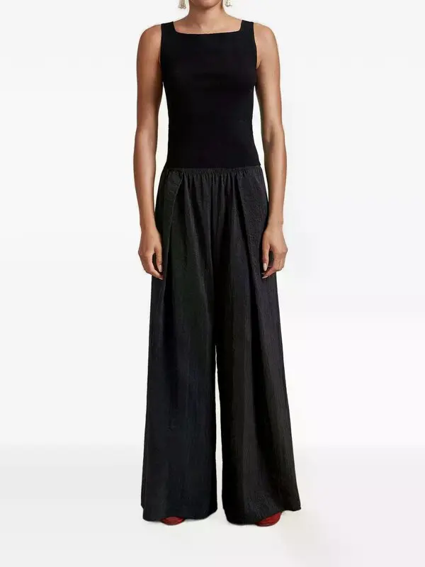 LA LIGNE Crosby Pleated Wide-leg Trousers - Black