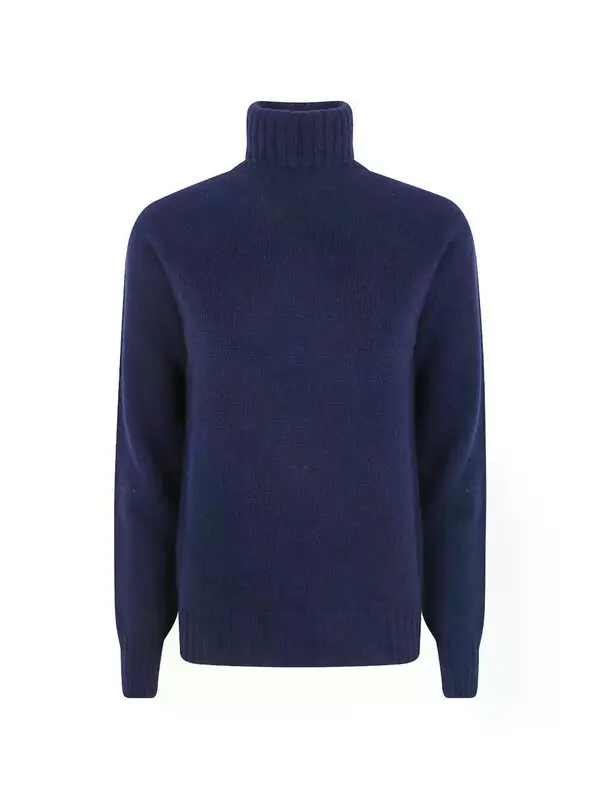 DRUMOHR Wool Roll Neck Raglan Sleeve Sweater - Blue