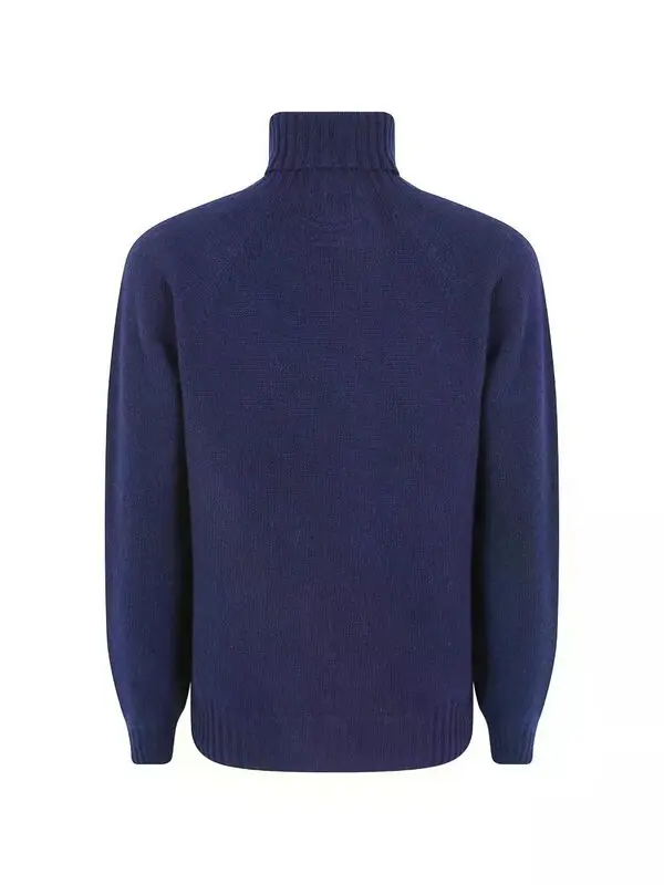 DRUMOHR Wool Roll Neck Raglan Sleeve Sweater - Blue