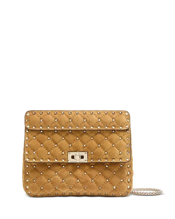 Valentino Garavani Medium Quilted Suede Shoulder Bag With Studs