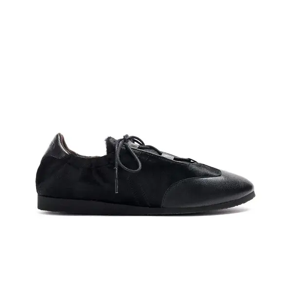 NAGUISA Raluca Calfskin And Goatskin Sneakers - Black
